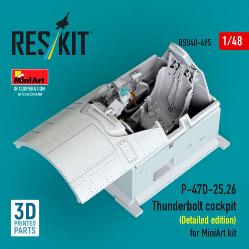 RES/KIT U48-0495 Republic P-47 D-25/26 Thunderbolt - Cockpit Basic Detailed Edition (3D-Printed / for MiniArt Kits)