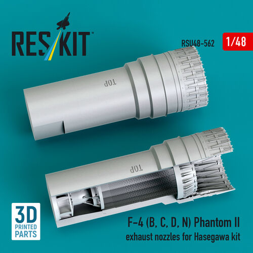 RES/KIT U48-0562 F-4 B / C / D / N Phantom II - Exhaust Nozzles (3D-Printed / for Hasegawa Kits)