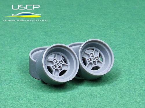 Ukrainian Scale Cars Production (USCP) 24P001 Abarth 131 Rally Wheels 14 inch + Tires (3D Printed / for Aoshima / Fujimi and Tamiya Kits)