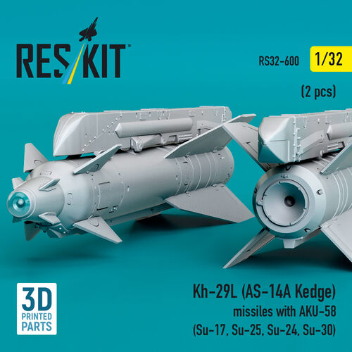 RES/KIT 32-0600 Kh-29L (AS-14A Kedge) missiles with AKU-58 (2 pcs / 3-D Printed)