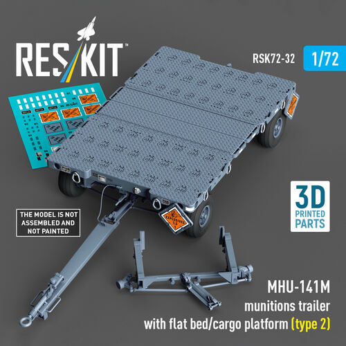 RES/KIT K72-0032 MHU-141M Munitions Trailer With Flat Bed / Cargo Platform Type 2 (3D-Printed)