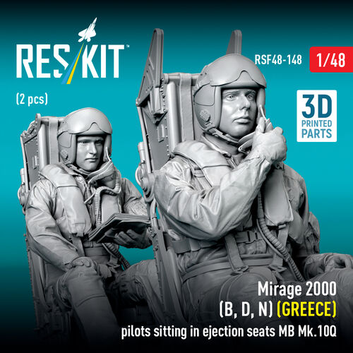 RES/KIT F48-0148 Dassault Mirage 2000 B / D / N - Greek Pilots Sitting in Ejection Seats MB Mk.10Q (2 pcs / 3D Printed)
