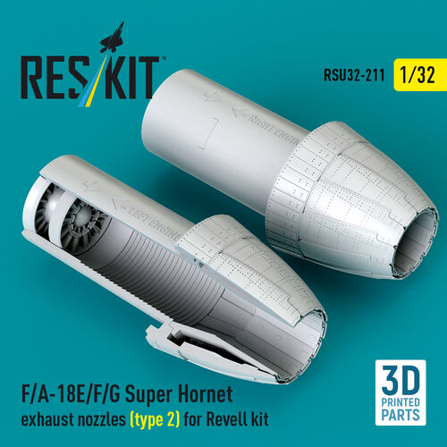 RES/KIT U32-0211 Boeing F/A-18 E/F/G Super Hornet - Exhaust Nozzles Type 2 (3D-Printed / for Revell Kits)