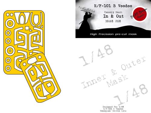 DEAD Design Models NM48358 McDonnell R/F-101 B Voodoo - In&Out Canopy Mask (for Revell /Monogram Kits)