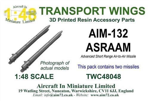 Aircraft In Miniature Ltd TWC48048 AIM-132 ASRAAM (2 pcs / 3D-Printed)