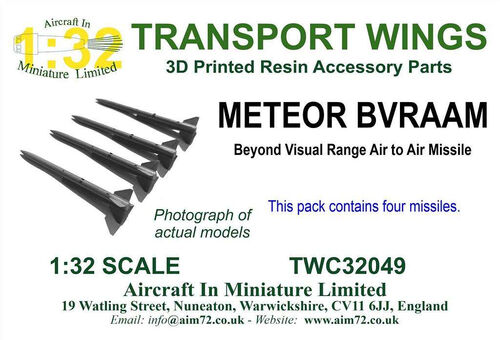 Aircraft In Miniature Ltd TWC32049 Meteor BVRAAM (4 pcs / 3D-Printed)