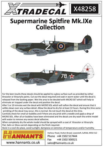 Xtradecal 48258 Supermarine Spitfire Mk.IXe Collection (6 schemes)