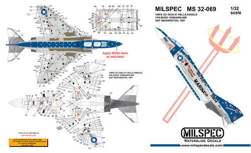 Milspec 48069 Mcdonnell Dogulas F-4 S Phantom - VMFA-321 Hells Angels / VMBuno 153904/MG-000 NAF Andrews Washington (1991)