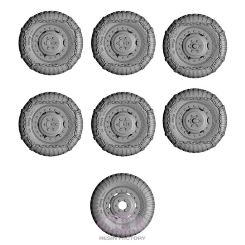 SOLMODEL MM740 US Army WWII M8 - Combat Wheel Tires with Chain (3D-Printed)