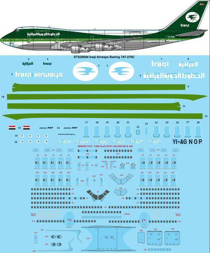 26 Decals STS20004 Boeing 747-270C - Iraqi Airways YI-AGN/O/P
