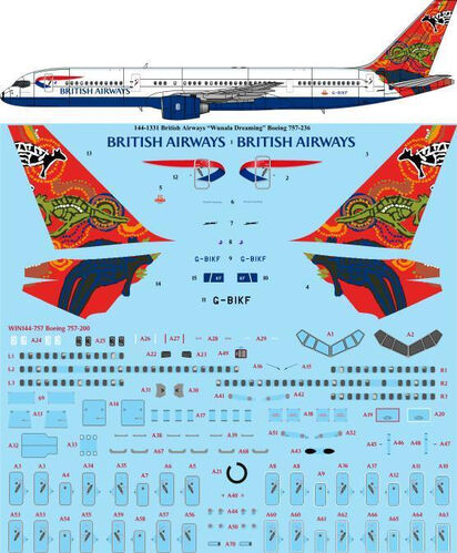 26 Decals 441331 Boeing 757-236 - British Airways 'Wunala Dreaming' (Laser Decal with Screen Print Details)