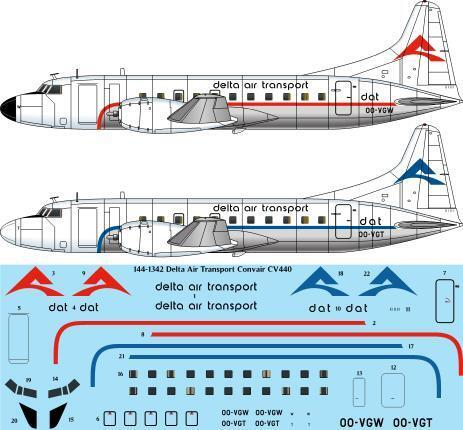 26 Decals 441342 Convair CV440 - Delta Air Transport (Laser Decal)
