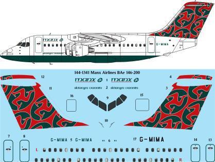 26 Decals 441341 BAe 146-200 - Manx Airlines (Laser Decal)