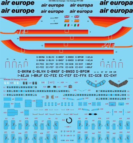 26 Decals 441056 Boeing 757-200 - Air Europe/Air Europa (Laser Decal with Screen Print Details / for Zvezda Kits