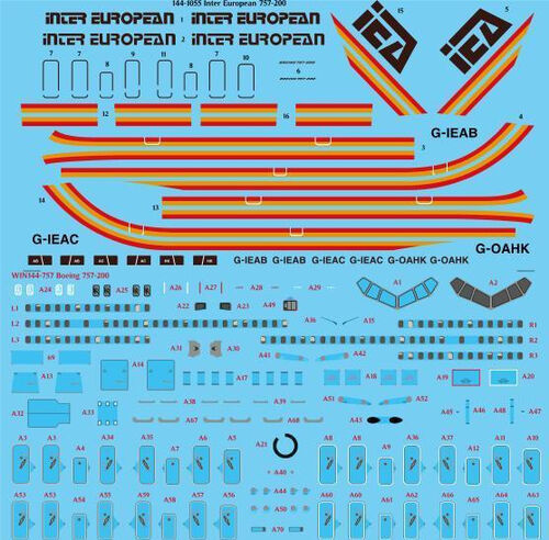 26 Decals 441055 Boeing 757-200 - Inter European (Laser Decal with Screen Print Details / for Zvezda Kits