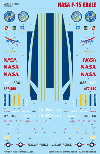 Caracal Models 72129 NASA McDonnell F-15 A/B/D Eagle Decals