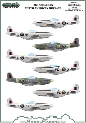 Model Maker Decals D48102 303 Squadron North Ameriacan Mustangs