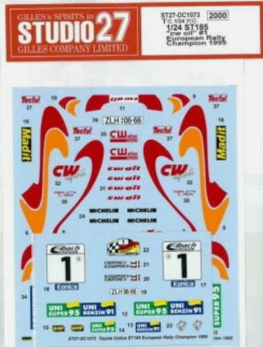Studio 27 DC1073 Toyota Celica ST185 - European Rally Champion 1995 Decals Set (for Tamiya Kits)