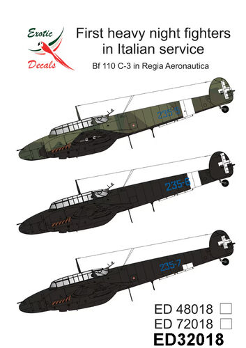 Exotic Decals 32018 First Heavy Night Fighters in Italian service - Bf 110 C-3 in Regia Aeronautica