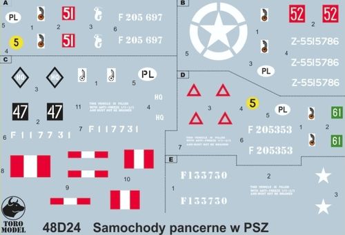 Toro Model 48D24 Samochody pancerne w PSZ / 1 Dywizja Pancerna 1942-1946