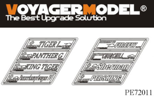 VoyagerModel.Co.Ltd PE72011 WWII Famous Tank Name Plate 1, 8 Tanks