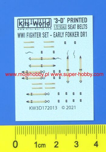 Kits World 3D172013 WWI Fighter Set - Early Fokker DR.I Triplane - Full Colour 3D Seat Belt decals