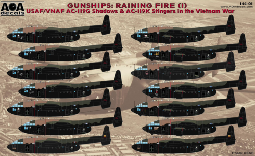 AOA decals 144-01 Gunships: Raining Fire 1 - USAF/ VNAF AC-119G Shadows & AC-119K Stingers in the Vietnam War