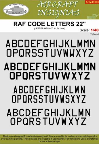 Armycast ACM49006 RAF Code Letters 22"