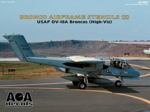 AOA decals 32-007 Bronco Airframe Stencils 2- USAF OV-10A Broncos High-Viz
