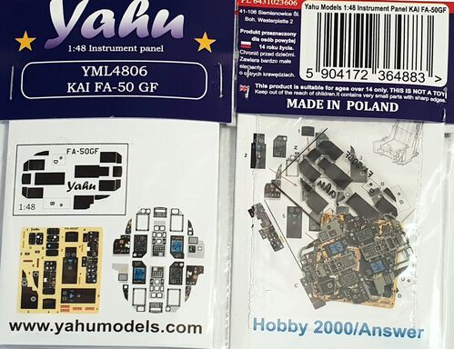 Yahu Models L4806 KAI FA-50GF - Instrumet Panel (for Hobby 2000 and Answer Kits)