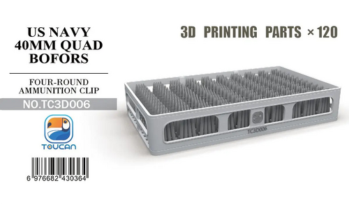 Zimi Model TC3D006 US Navy WWII 40 mm Quad Bofors - Four-round Ammunition Clip (120 pcs / 3D-Printed)