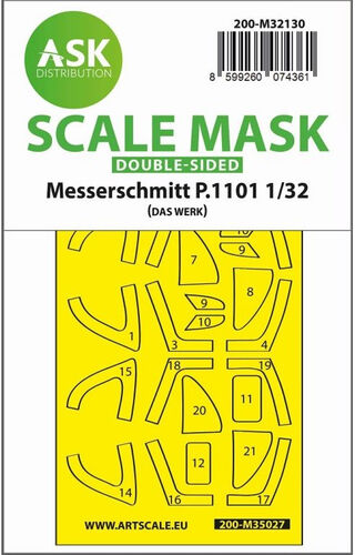 Art Scale Kit M32130 Messerschmitt P.1101 - Double-Sided Express Fit Mask (for Das Werk Kits)