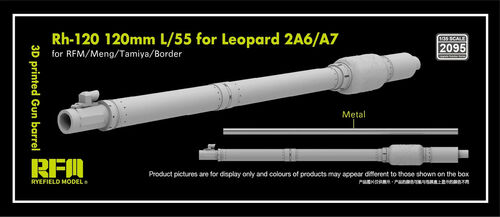Rye Field Model RM-2095 Gun barrel Rh-120 120mm L55 Leopard 2 A6/A7 (3D-printed / for RFM, Meng, Tamiya and Border Kits)