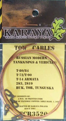 KARAYA TCR3520 Tow Cables for Modern Russian Tanks with 3D Printed Ends (4 pcs)