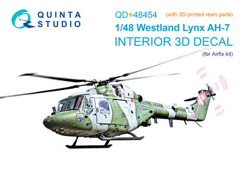 Quinta Studio QD+48454 Lynx AH-7 3D-Printed & coloured Interior on decal paper (Airfix) (with 3D-printed resin parts)