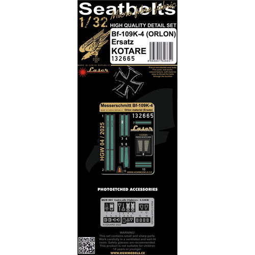 HGW Models 132665 Bf-109K-4 (Orlon) Ersatz (For Kotare) - Seatbelts