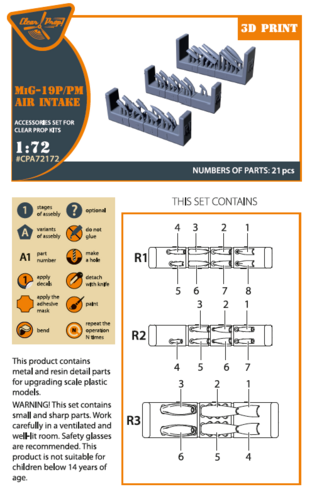 Clear Prop Models A72172 MiG-19P/PM - Air Intake (for Clear Prop Kits)
