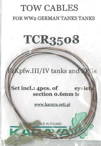 KARAYA TCR3508 Tow Cables For PzKpfw.III/IV Tanks And SPGs With 3D Printed Ends (4pcs)