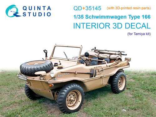 Quinta Studio QD+35145 Schwimmwagen Type 166 - 3D-Printed & Coloured Interior on Decal Paper with 3D-Printed Resin Parts (for Tamiya Kits)