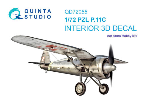 Quinta Studio QD72055 PZL P.11 С - 3D-Printed & Coloured Interior on Decal Paper (for Arma Hobby Kits)