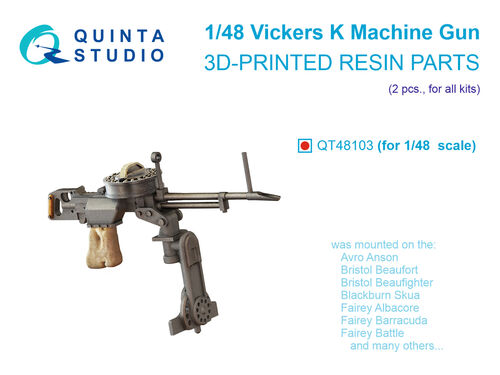 Quinta Studio QT48103 Vickers K Machine Gun - 2 pcs (3D-Printed / for All Kits)