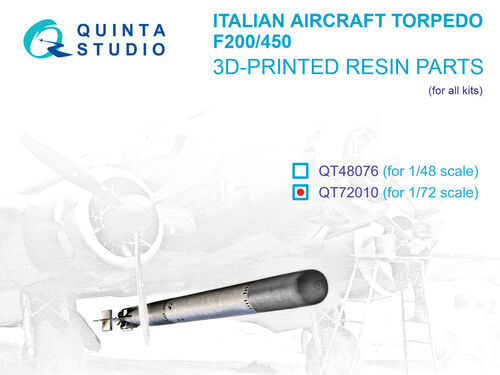 Quinta Studio QT72010 Italian WWII Aircraft Torpedo F200-450 (3D-Printed / for All Kits)