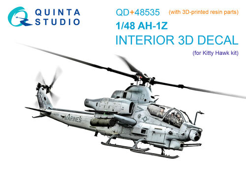 Quinta Studio QD+48535 Bell AH-1 Z Zulu Cobra/Viper - 3D-Printed & Coloured Interior on Decal Paper with 3D-printed Resin Parts (for Kitty Hawk Kits)