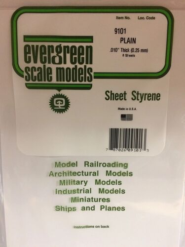 Evergreen 09101 White Polystyrene Sheet (20 x 30 cm) 0,25 mm (1 pc)