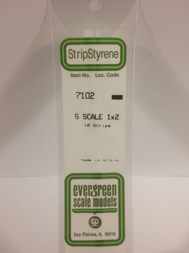 Evergreen 07102 "O" Scale Polystyrene Strip (35 cm) 0,38 x 0,78 mm (1 x 2) (1 pc)