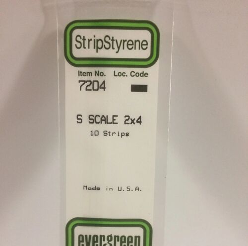 Evergreen 07204 "O" Scale Polystyrene Strip (35 cm) 0,76 x 1,57 mm (2 x 4) (1 pc)