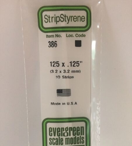 Evergreen 00386 Polystyrene Strip 3,2 x 3,2 mm (60 cm) (1 pc)