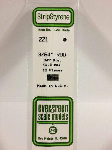 Evergreen 00221 Polystyrene Rods 1,20 mm (35 cm) (1 pcs)