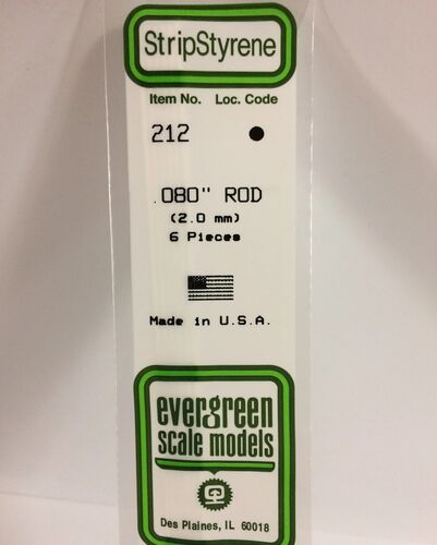 Evergreen 00212 Polystyrene Rods 2,00 mm (35 cm) (1 pcs)