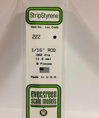 Evergreen 00222 Polystyrene Rods 1,60 mm (35 cm) (1 pcs)